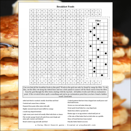 Breakfast Word Search | Play Q and A
